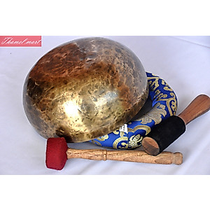 Throat Chakra and Zeal Chakras Note Antique Hand Hammered Tibetan Meditation Singing Bowl 9 Inches-Yoga Old Bowl by Sinigng bowl house