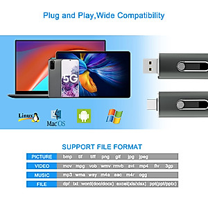 128GB USB C Thumb Drive, KOOTION USB 3.0 Flash Drive Dual Type-C USB Stick High-Speed Jump Drive Aluminum Alloy Photo Memory Stick for Smartphone Mac Laptop