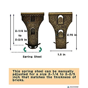 NACETURE Brick Hook Clips (4 Pack) Outdoor Brick Hangers Wall Clips for Hanging - Mounting to Brick Without Drilling, Heavy Duty Metal Hangers for Outside Home Decor, Fits 2-1/4 to 2-2/5 Inch
