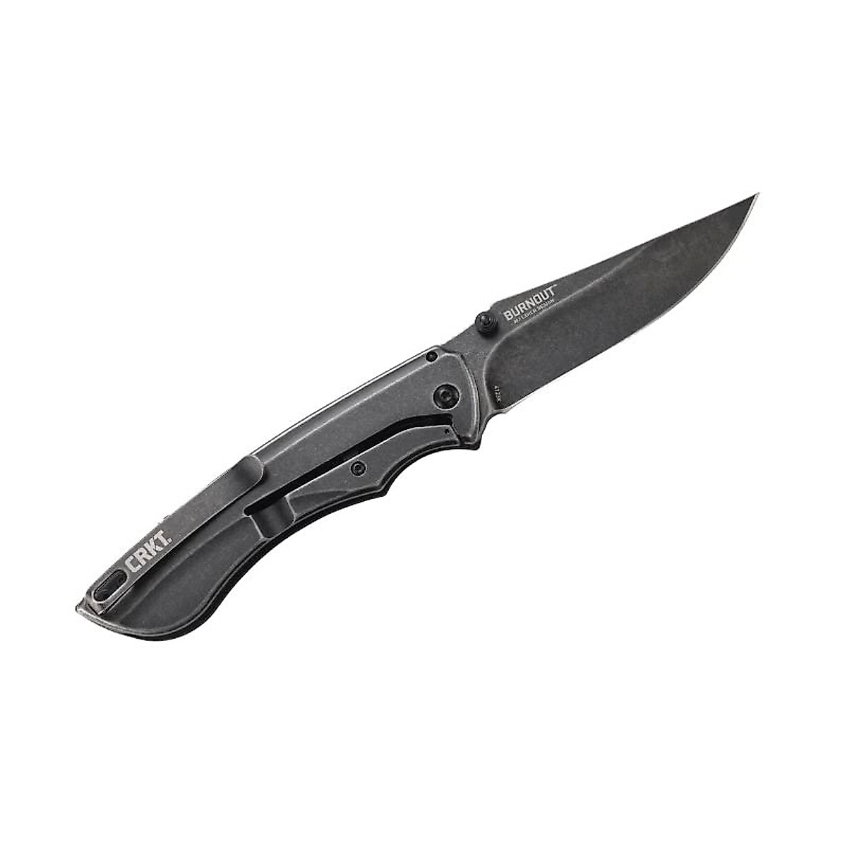 CRKT Burnout EDC Folding Pocket Knife: Everyday Carry Folder with Frame Lock, Drop Point Blade, Black Stonewash Finish, Thumbstud, Assisted Opening, Carbon Fiber and G10 Handle 4123K