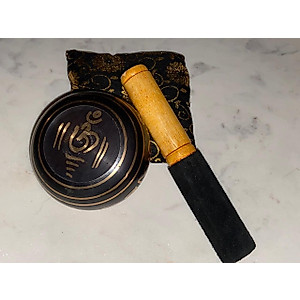 S.H. HANDICRAFTS Tibetan Singing Bowl Set — Meditation Sound Bowl Handcrafted in India for Healing and Mindfulness, BRASS ANTIQUE, 3.5 INCHES (SH-00045)