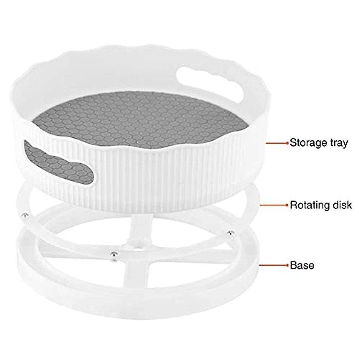 Wake INFIN Lazy Susan Turntable Cabinet Organizer 2 Pack Dual Size 12" and 9" Non-Skid Pad with Bin and Handles Rotating Spice Rack Storage for Kitchen