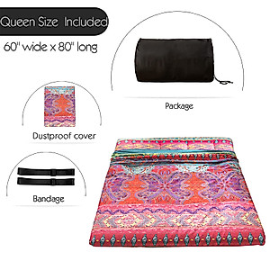 MAXYOYO Queen Futon Floor Mattress Shikibuton Mattress Sleeping Mats for Adults Japanese Mattress Roll Up Mattress Foldable Mattress for Floor, Bohemian B