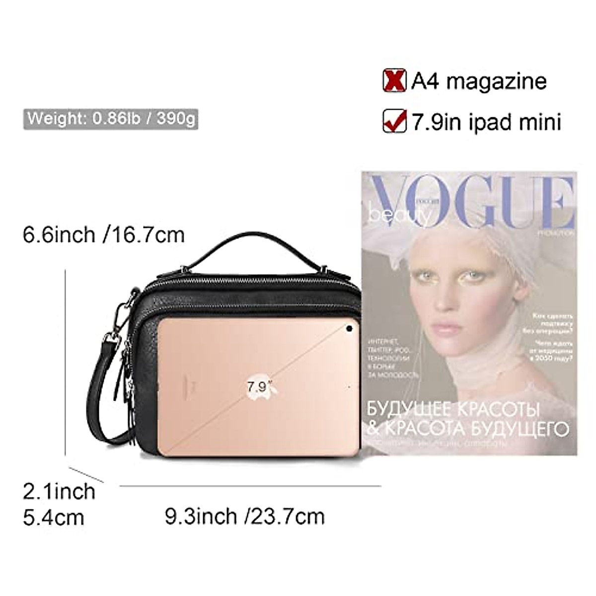 Small Crossbody Bags for Women Leather Shoulder Purses Vegan women Cross body Bag Multi Pocket Purse Black