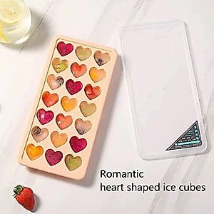 Heart Shaped Ice Cube Trays - Silicone Heart Ice Cube Tray with Lid,Silicone Shaped Ice Cube Molds,Silicone Mini Heart Shape Ice Cube Mold,21 Holes,Easy to Remove,Easy to Clean,BPA Free