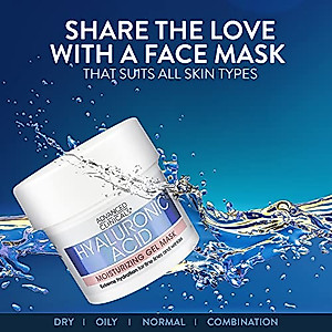 Advanced Clinicals Hyaluronic Acid Gel Facial Mask Skin Care Treatment, Brightening, Hydrating Anti Aging Face Mask & Moisturizer Helps Transform Dry Skin W/Collagen, Chamomile, & Aloe Vera, 5 Fl Oz