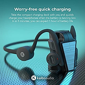 Kaibo Flex - Bone Conduction Headphones with Mic - Superior Sound - USB-C Quick Charge - Open Ear Bluetooth Earphones - Water-Resistant - Smart Touch Control - Sport Headset For Gym, Running, Cycling