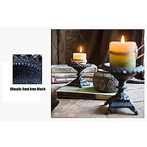 Vixdonos Rustic Pillar Candle Holders Set of 2 Farmhouse Iron Candlestick Holder Garden Decorative Candle Stand Fits for 2 Inches,3 Inches Pillar Candles