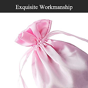 AKLVBL 30 Pack 5 x 7 Inches Pink Satin Gift Bags, Jewelry Bags, Drawstring Pouch, Wedding Favor Bags, Baby Shower Bags, silk bags