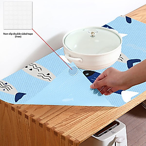 9 Pcs Refrigerator Liners Mats, Washable Refrigerator Shelf Liners Non-Slip Fridge Liner Refrigerator Mats, Can Be Cut Oilproof Drawer Shelf Cabinet Liner for Kitchen Gadgets 17.7"x11.8" (Orange)