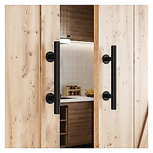 Sliding Door Hardware Gifsin 12in Sliding Barn Door Handle Stainless/Carbon Steel Flush Pull Set Pull Handle Heavy Duty Wood Interior Door Hardware Perfect For A Study Dining Room Area ( Color : Black