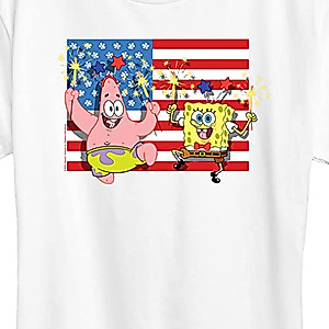 HYBRID APPAREL - Spongebob Squarepants - Patrick Sparkers Flag - Women's Short Sleeve Graphic T-Shirt - Size X-Large