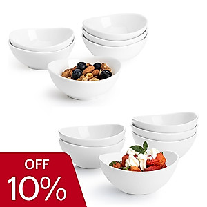 Sweese 10 Ounce Small Bowls and 4 Ounce Mini Bowls Set of 6, White