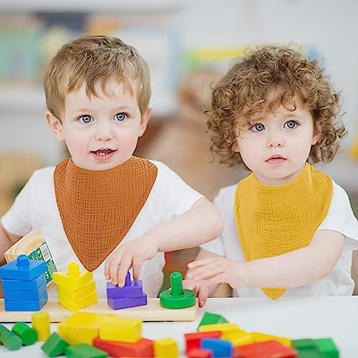 HBselect Muslin Baby Bibs 12 Pack Baby Bandana Bibs 100% Cotton for Unisex Boys Girls Absorbent Bib for Teething Drooling