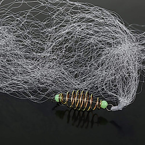 Fishing net Copper Spring,4pcs Fishing Net Trap Luminous Bead Copper Spring Shoal Netting Fishnet Tackle, Durable Copper Spring Fishing Net with Luminous Beads Accessories for Night Fishing