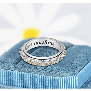 Daisy Rotating Ring Double Color Women Fashion Trend Flower Full Diamond Zircon Ring Ladies Jewelry Diamond Rings for Women
