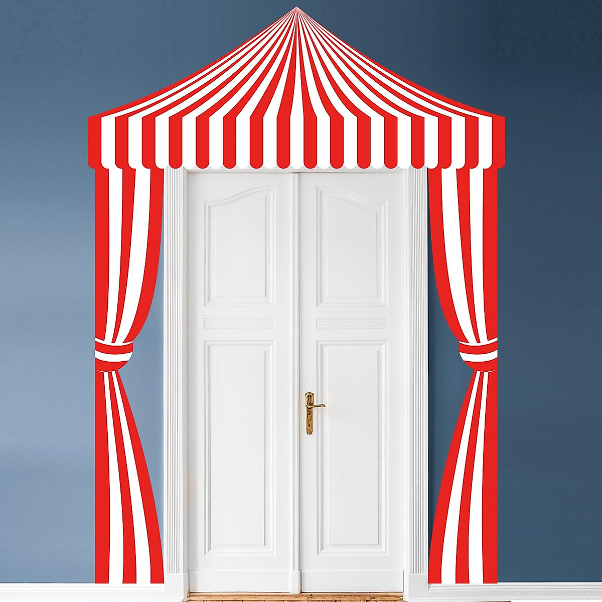 Ziliny 3 Pcs Carnival Party Decorations Circus Tent Awning Halloween Red White Banner Concession Stand(Striped Style)