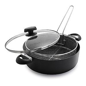 Scanpan ES5 Braiser with Lid and Fry Basket, Black