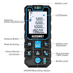 Laser Measurement Tool with Phone App, Real Time Data Sharing+Floor Plan Mapping Laser Tape Measure, 229 Ft Laser Measure, ±1/16 inch Accuracy, Ft/in/Ft+in/M Unit Switch and 6 Modes of the Measurement