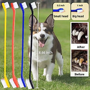 Dog & Cat Toothbrush Kit, 360º Pet Toothbrush, Food Grade Silicone Dog Finger Toothbrush, Dual Head Bristles Tooth Brush, Triple Head Dog Toothbrushes, Cleaning Brushes for Dog Cat Oral Dental