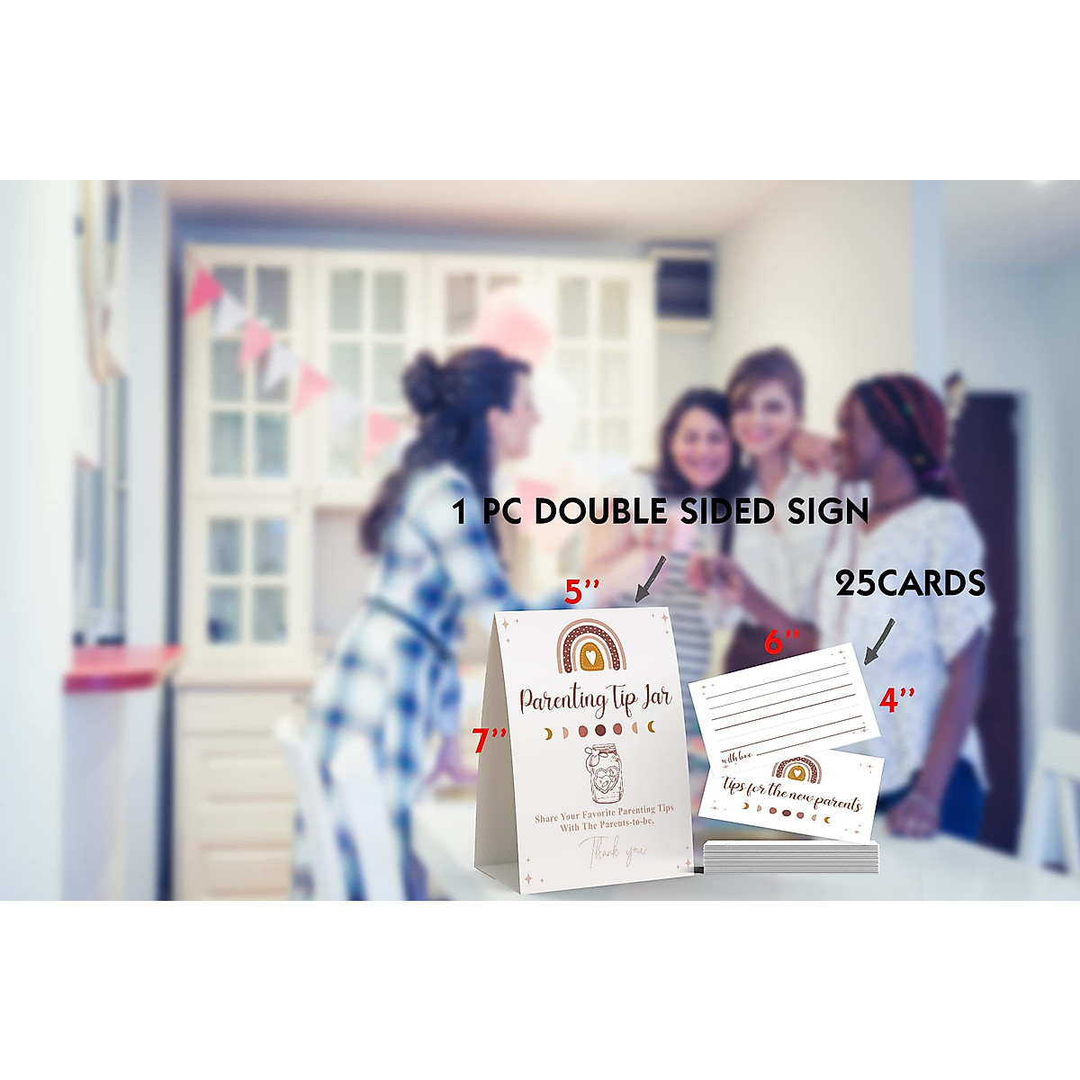 Toctose Advice for New Parents, Parenting Advice Card, Baby Shower Party, Tips for the Parents To Be，Includes a 5x7 Standing Sign and 25 4x6 Advice Cards(JYC028)