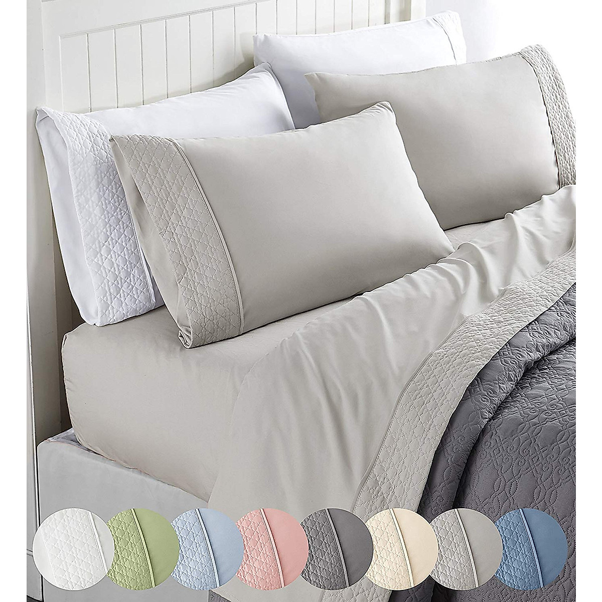 Elegant Comfort Luxury Best, Soft Coziest 4-Piece Bed Sheet Set! 1500 Premier Hotel Quality |Quilted Design on Flat Sheet and Pillowcases| Wrinkle Free, 100%, Queen, Dusty Rose