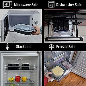 Plastic Meal Prep Containers 28oz 50 Pack, Food Storage Containers with Lids Airtight, Food Prep Containers for Freezer, Reusable Bento Lunch Box Togo Food Box, Disposable Takeout Deli Containers