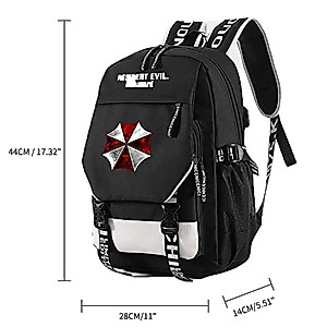 Umbrella Backpack Bookbag- Game Cosplay Umbrella Corporation Print Deluxe Oxford Lightweight Daypack School Bag Free Size