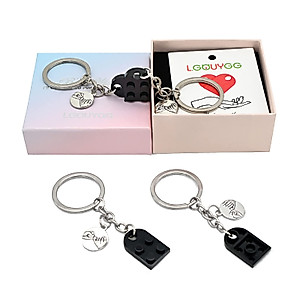 LGOUYGG Heart Keychain for Couples/Friendship, Matching Brick Keychains Set for Girlfriend/Boyfriend, Boys Girls Sweet Gifts (Black)