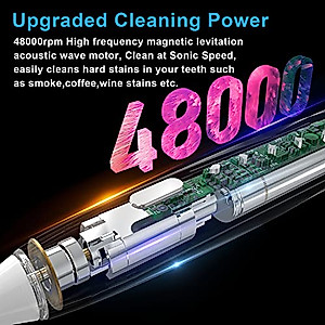 SANTALA UltraSonic Electric Toothbrush with 6 Brush Heads and 1 Cleansing Brush, Waterproof Safe Power Toothbrush,5 Modes,One Charge for 100 Days,48000 VPM Motor (White)