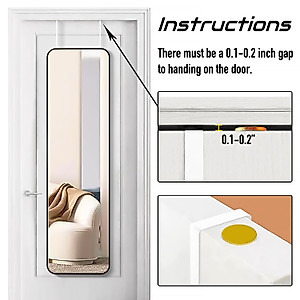 SCWF-GZ 47x14 Mirror Rectangle Full Body Length Door Hanging Wall Mounted Metal Frame Dressing Make-up Mirrors for Entryway Bedroom Bathroom Living Room 47 14 inch Black