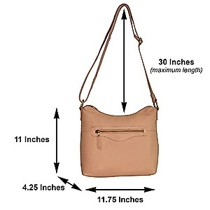 Zinda Genuine Leathers Women's Handbag Hobo Top Zip Crossbody Shoulder Sling (Beige)