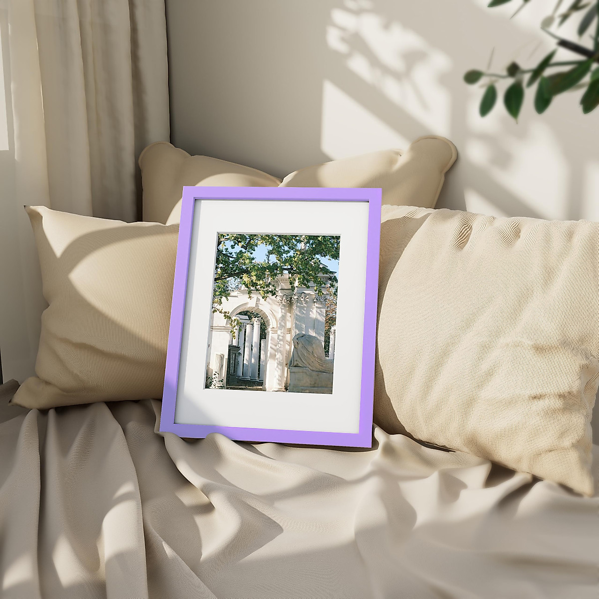 Vittanly Picture Frame, Engineered Wood, 11x14 inch, Purple, Single, with Shatter Resistant Plexiglass, Mat for 8x10 or 11x14 Photo, Wall & Tabletop Display