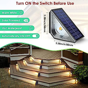 ASOMST Solar Step Lights 6 Packs, LED Deck Light Outdoor Waterproof IP67, Solar Powered Fence Lighting Warm White, Solar Stair Light Decorative for Garden Yard Patio Porch Front Door Pathway