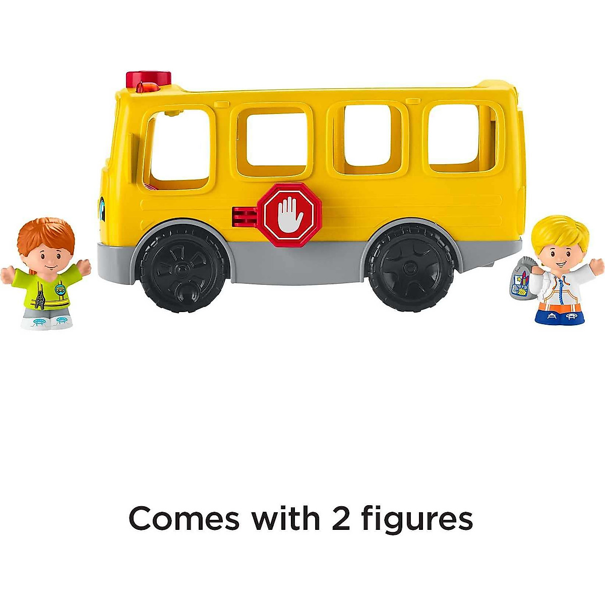 Fisher-Price Little People Musical Toddler Toy Sit with Me School Bus with Lights Sounds & 2 Figures for Pretend Play Kids Ages 1+ Years