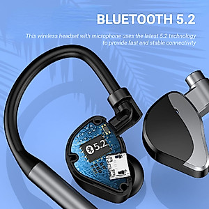 Bluetooth Headset, Wireless Bluetooth Earpiece Single Ear Headset with Noise Canceling Microphone, Hands Free Wireless Earphones for Business Driving