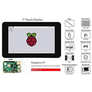 XYGStudy 7inch Capacitive Touch IPS Display Screen LCD for Raspberry Pi with Protection Case, DSI Interface Resolution 1024×600 Supports Raspberry Pi 4 Model B (7inch DSI LCD (C) (with case A))