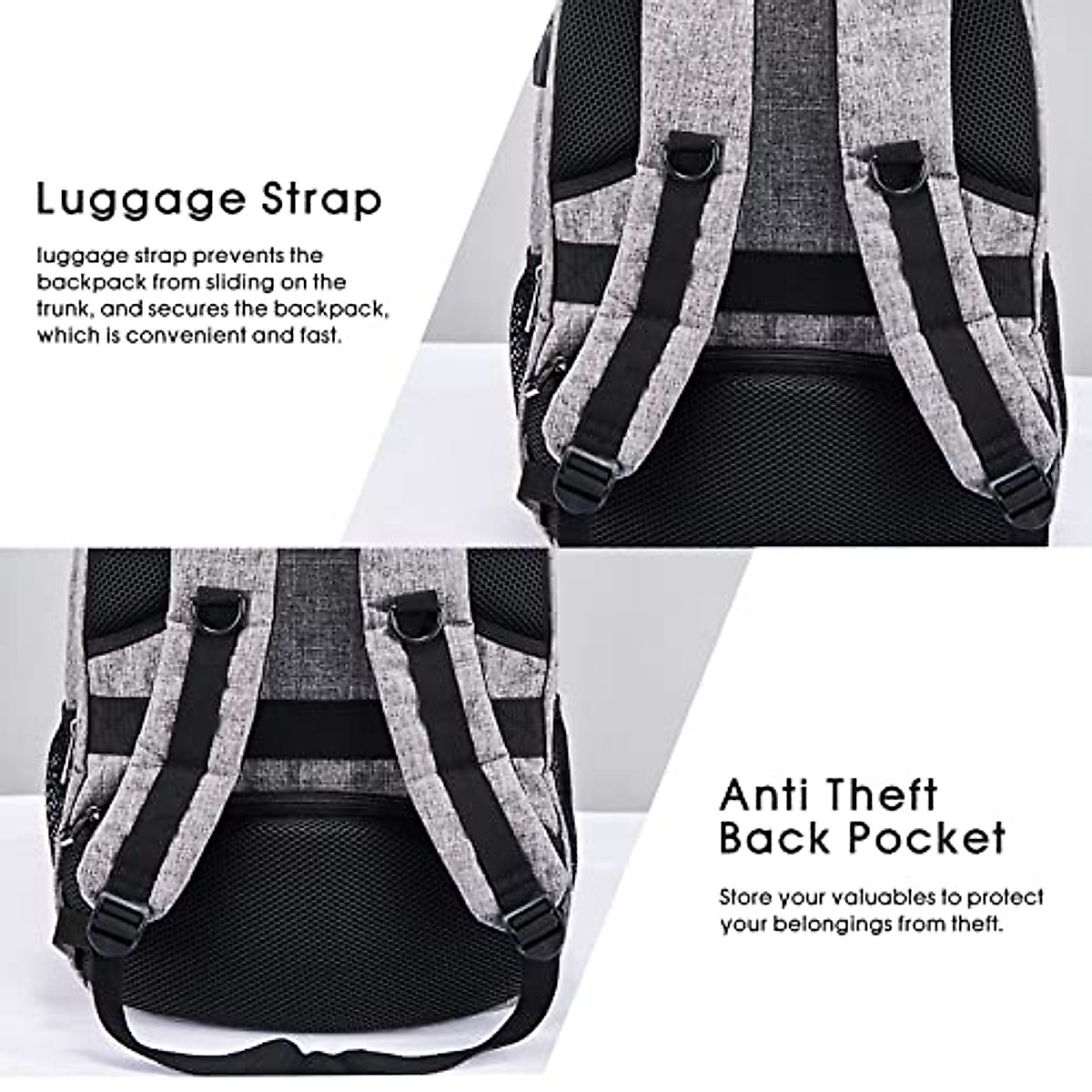 JOSHIOKI Travel Laptop Backpack 17.77 Inch with Anti theft Computer Business Daypack for Hiking,Casual Bag with USB Charging Port Gifts for Men & Women Grey