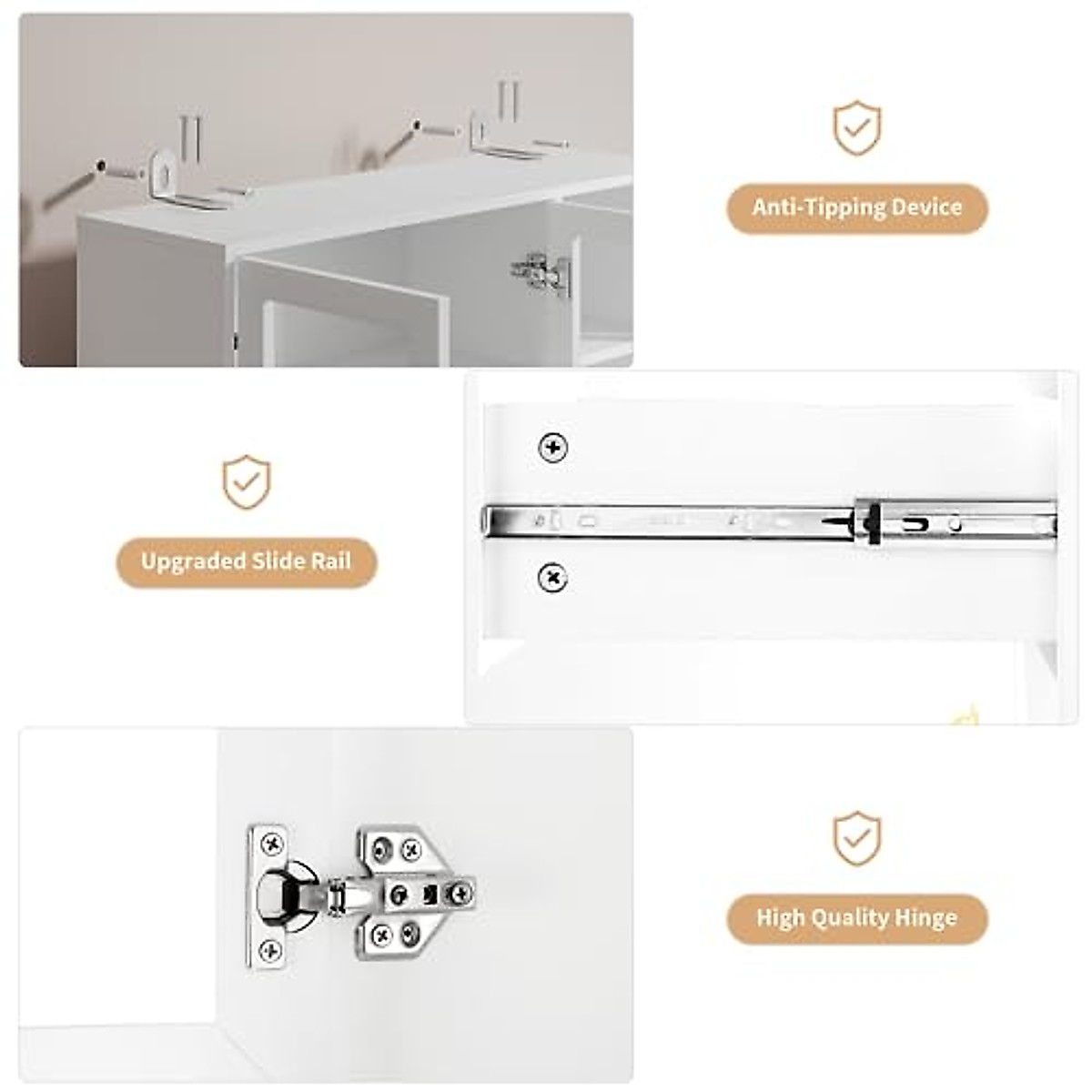 VOWNER 71'' Freestanding Pantry Cabinet with Buffet Cupboard, Kitchen Pantry Storage Cabinet with 6 Doors and Drawer, Utility Pantry for Kitchen, Dining Room,White