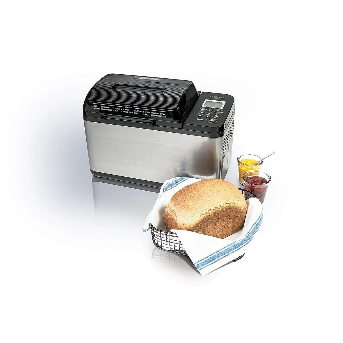 Zojirushi BB-PDC20BA Home Bakery Virtuoso Plus Breadmaker, 2 lb. loaf of bread, Stainless Steel/Black