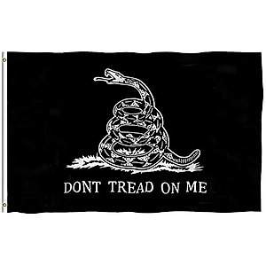 ANLEY Fly Breeze 3x5 Foot Black Don't Tread On Me Flag - Vivid Color and Fade Proof - Canvas Header and Double Stitched - Flags Polyester with Brass Grommets 3 X 5 Ft