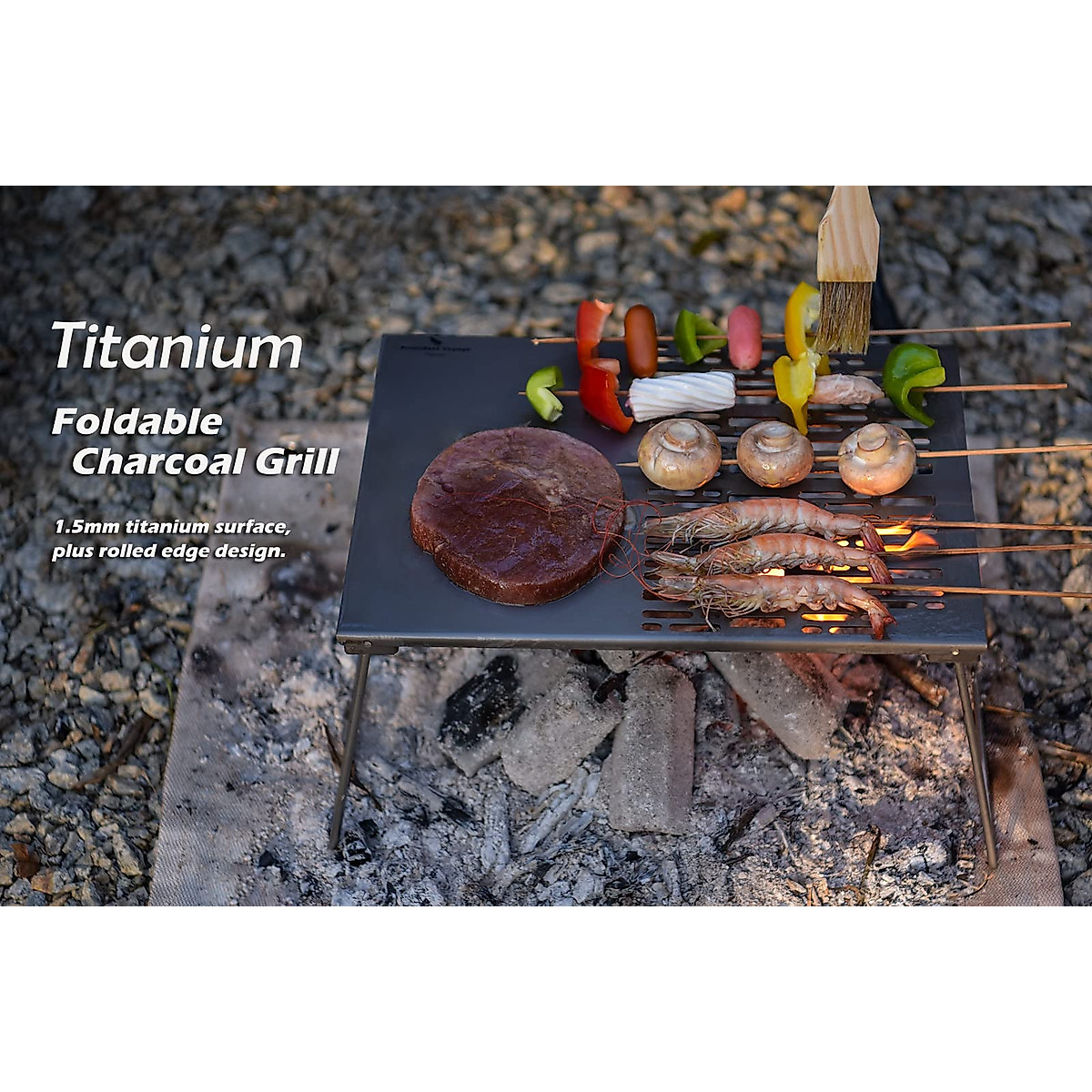 Boundless Voyage Titanium Folding Campfire Grill Portable Outdoor Camping Barbecue Grill Grate with Legs