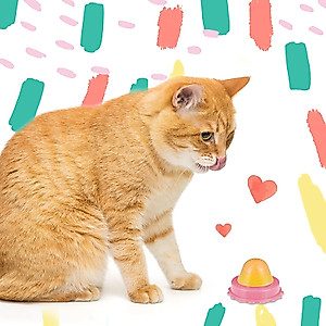 Nuanchu 6 Pieces Cat Snacks Candy Ball Cat Sugar Energy Ball Cat Lickable Treats Balls Cat Catnip Ball Cat Lollipop Wall Cat Treat Balls Toy Edible Cat Treats Candy Ball Kitten Treats Licking Candy
