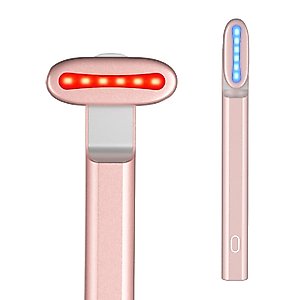 Laduora 5-in-1 Dual Color Face Skincare Wand Simple Kit, for Facial and Eye Equipment Massager (Rose Pink)