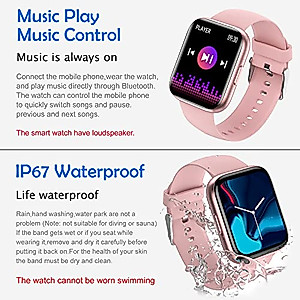 Kimnix Smart Watch(Make/Answer Call/Dial),1.81 in HD Sport Fitness Tracker with IP67 Waterproof Text and Call Bluetooth Smartwatch for Android iOS Phones Men Women Pink