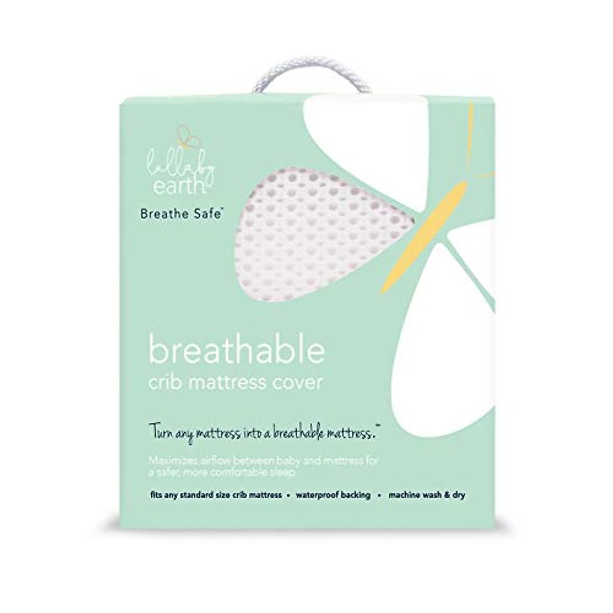 Lullaby Earth Breathe Safe Air Breathable Crib Mattress Pad, Removable Mattress Cover with Waterproof Layer for Baby and Toddler Beds, Standard Crib Size