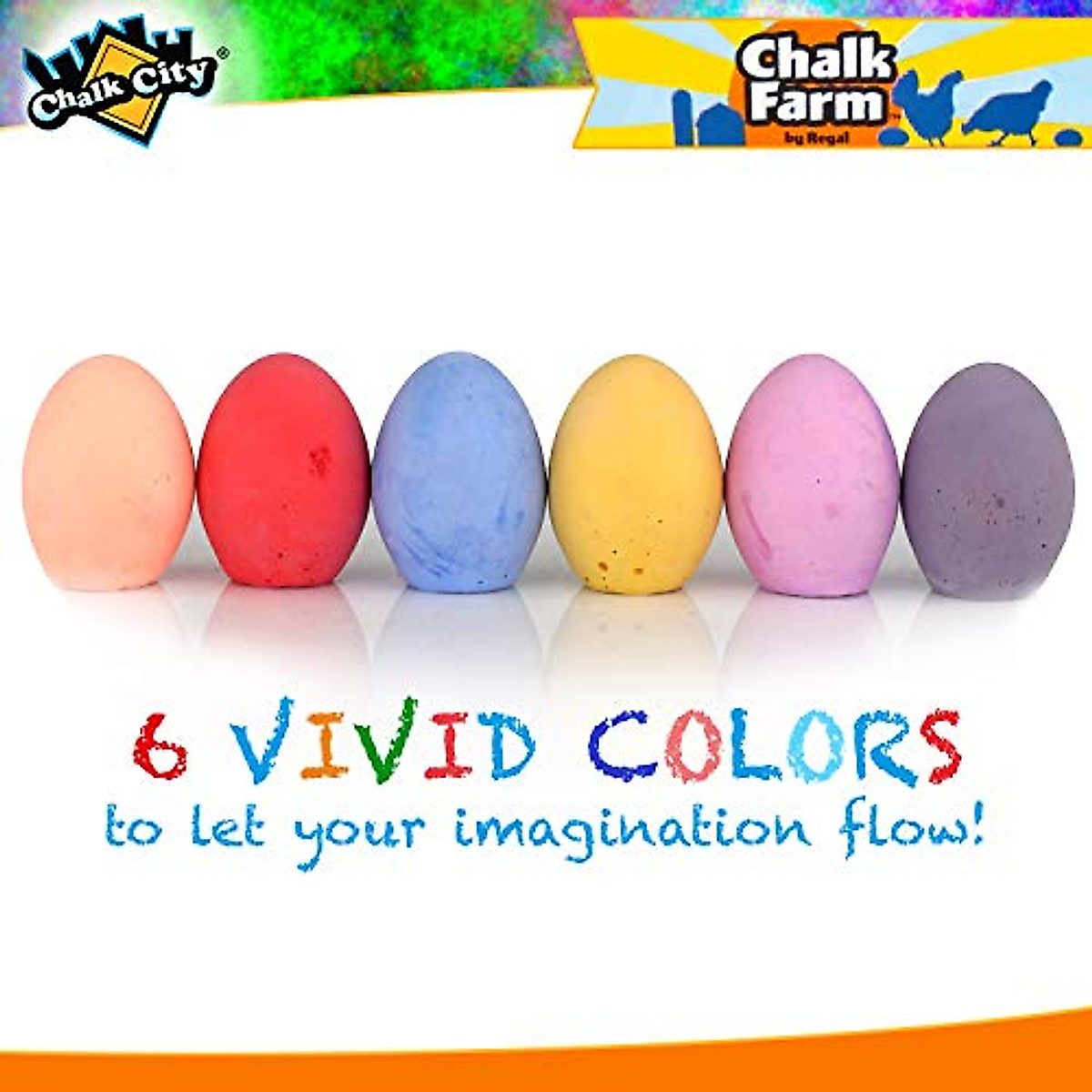 Regal Games Sidewalk Egg Chalk Glitter, Neon, Tie Dye, or Original Chalks (Regular)
