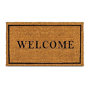 PLUS Haven Coco Coir Door Mat with Heavy Duty Backing, Welcome Doormat, 17”x30” Size, Easy to Clean Entry Mat, Beautiful Color and Sizing for Outdoor and Indoor uses, Home Décor