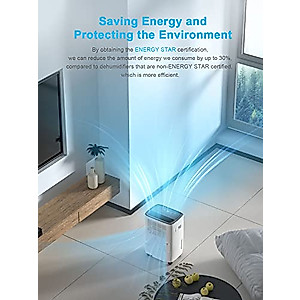 70 Pints Dehumidifiers for Home, VEAGASO 5,000 Sq.Ft Dehumidifier for Basement with Drain Hose, Large Room, Bathroom, Closet, Intelligent Humidity Control, 2023 Most Efficient, White