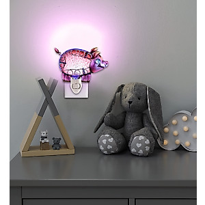 Puzzled Glass Art Night Light, Plug in Decorative Socket Lamp, Manual On & Off Portable Light for Stairway, Bedroom, Bathroom, Nursery, Home Accessory & Kitchen Decor - Pig